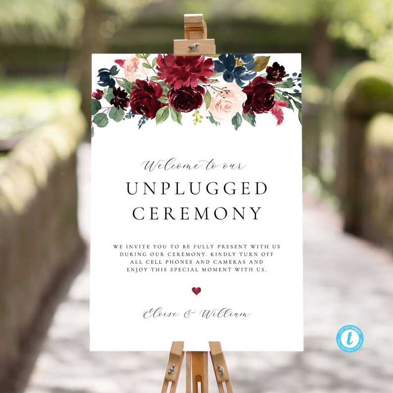 Unplugged Wedding Sign Template Download Unplugged Ceremony Templett ...