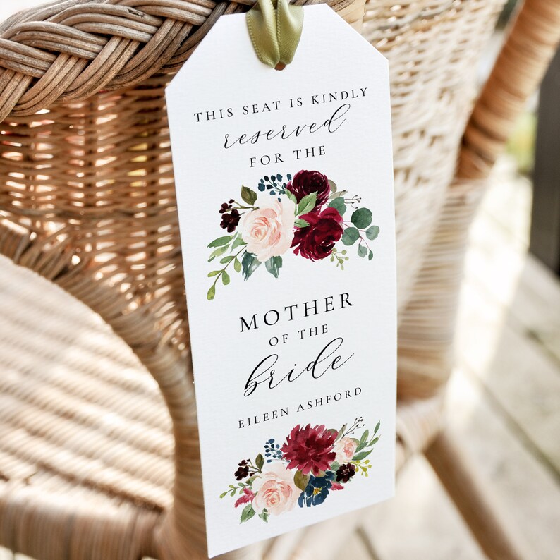 Reserved Seating Tag Template Wedding Seating Tag Wedding - Etsy