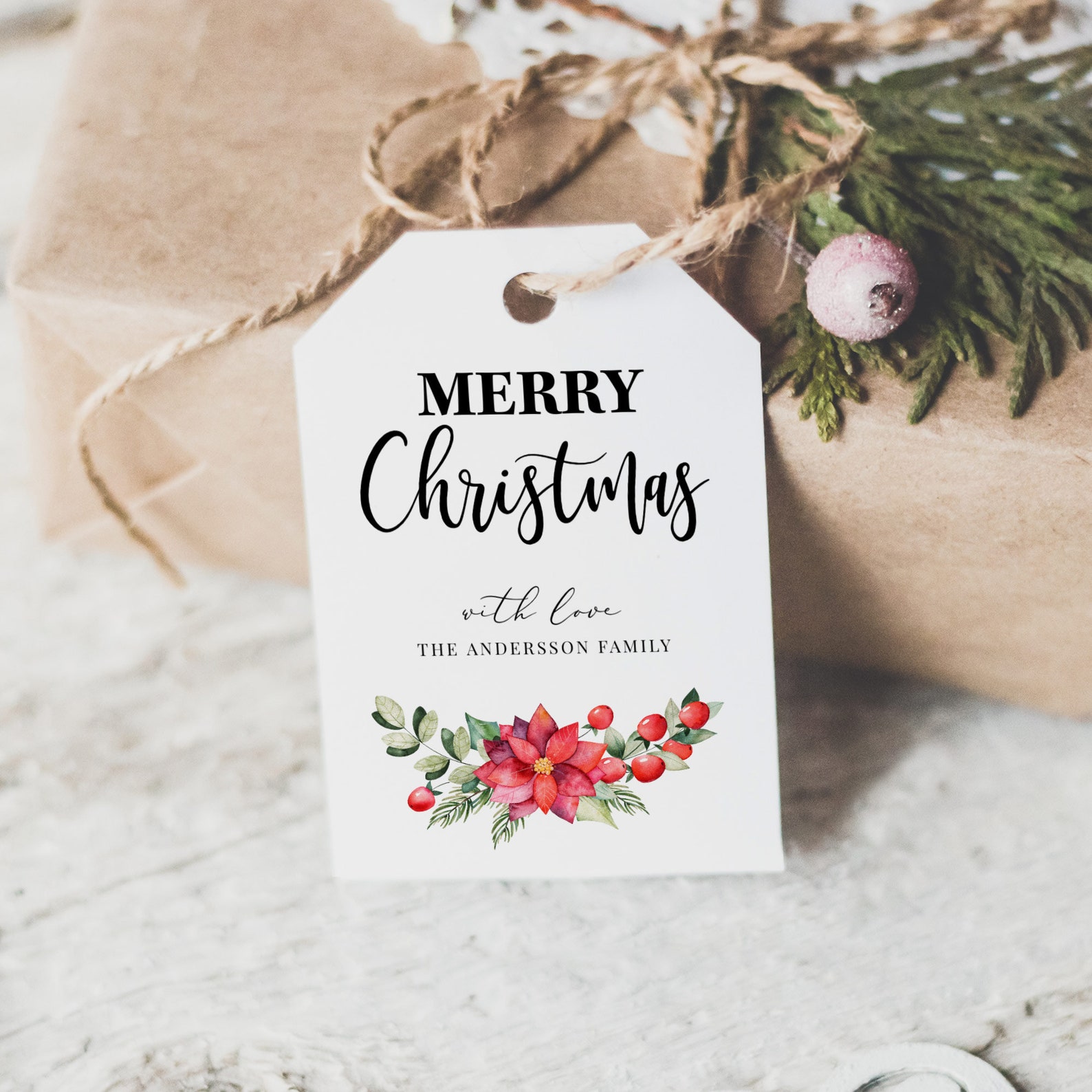 Editable Christmas Tag Template Printable Tag Merry Christmas | Etsy