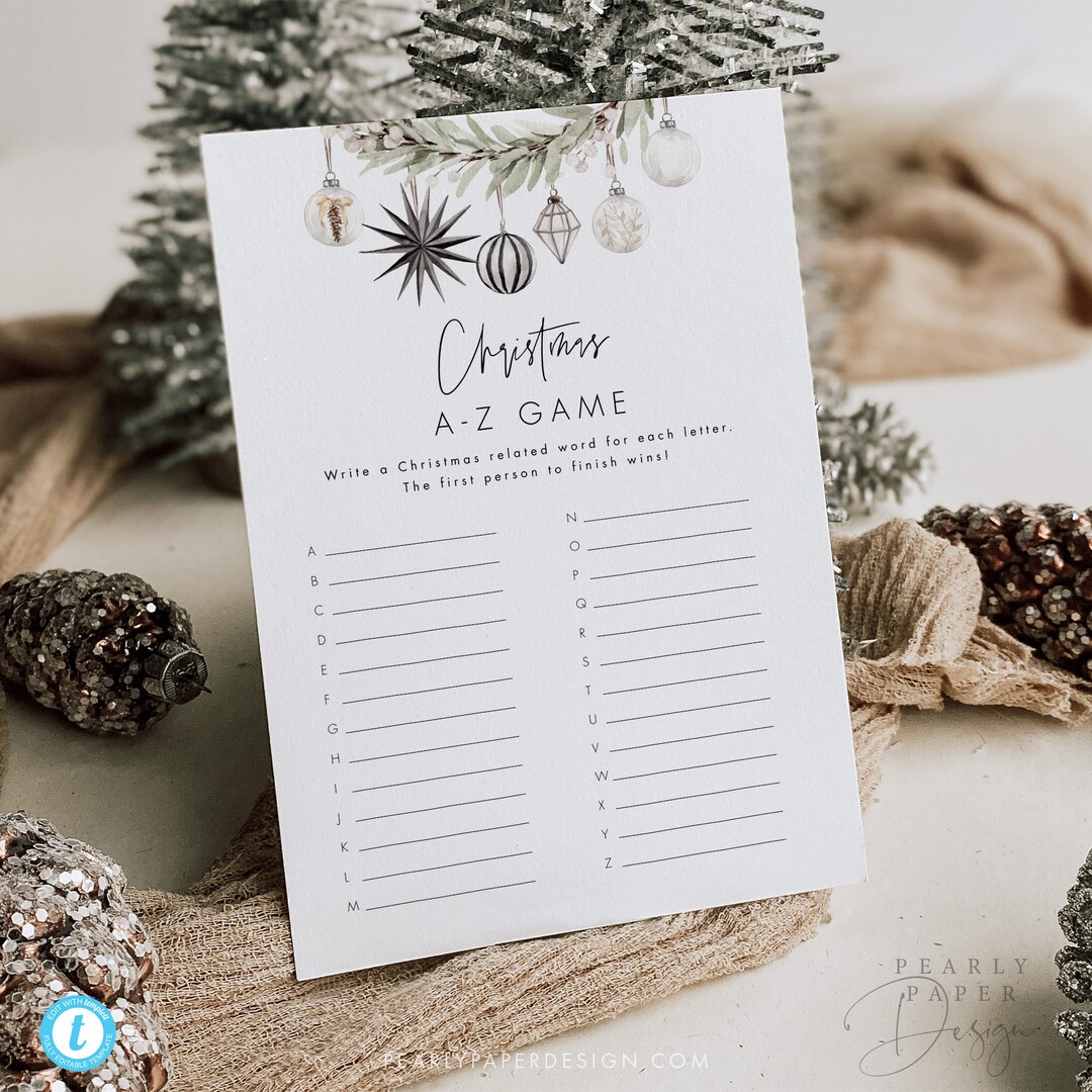 Printable Christmas Game Download, A-Z Game Template, Christmas Word ...