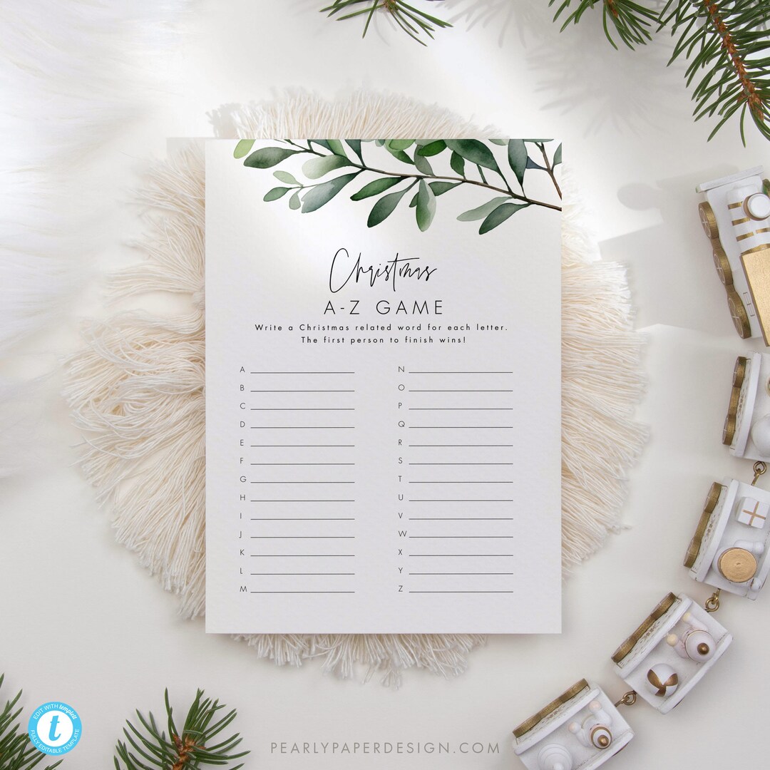 Printable Christmas Game Download, A-Z Game Template, Christmas Word ...