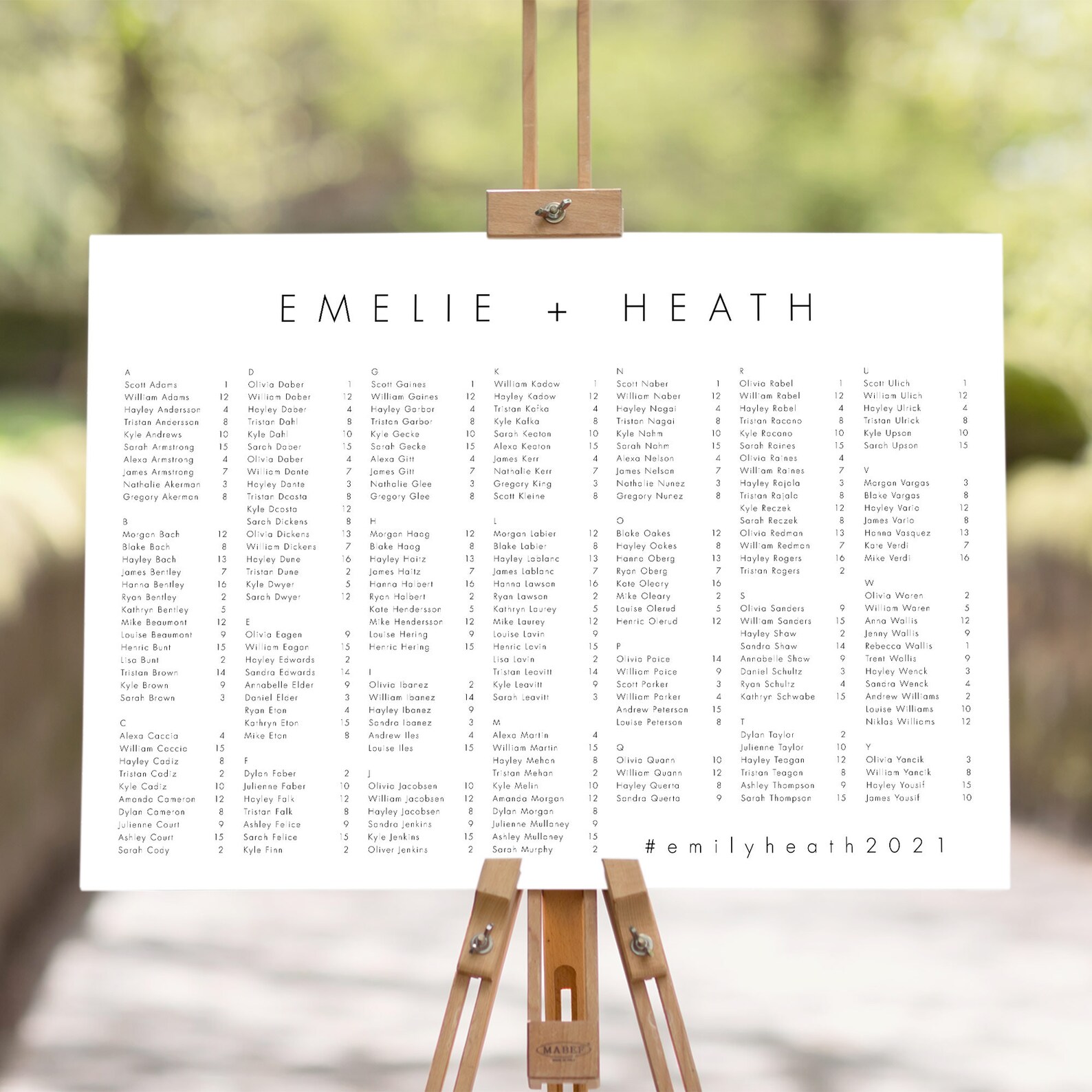 Alphabetical Seating Chart Template Download Modern Minimalist Seating ...