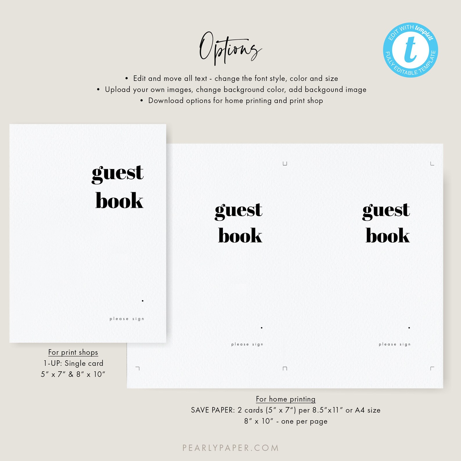 Wedding Guest Book Sign Template Download Minimalist Modern | Etsy