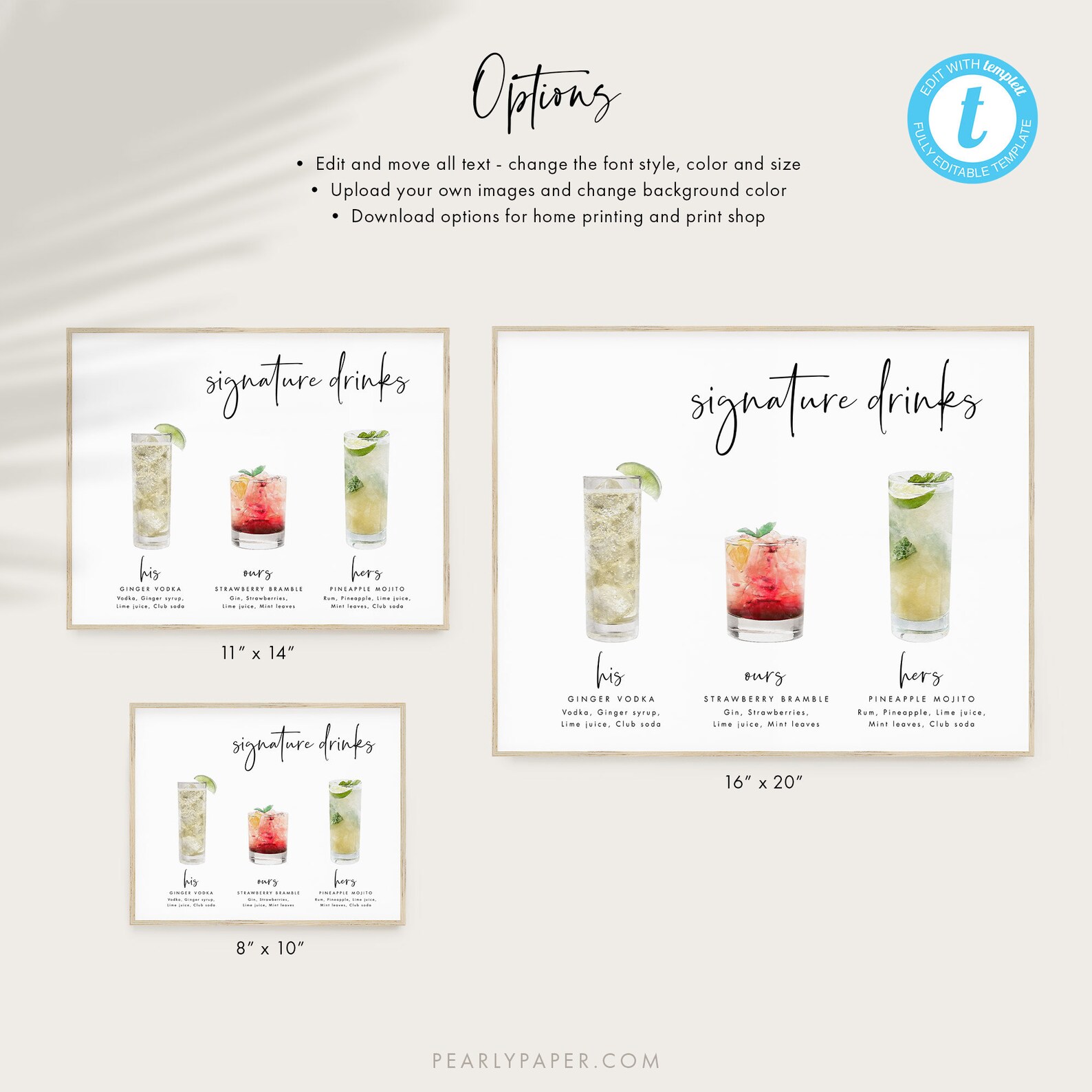 Printable Cocktails Drink Template Download Signature - Etsy