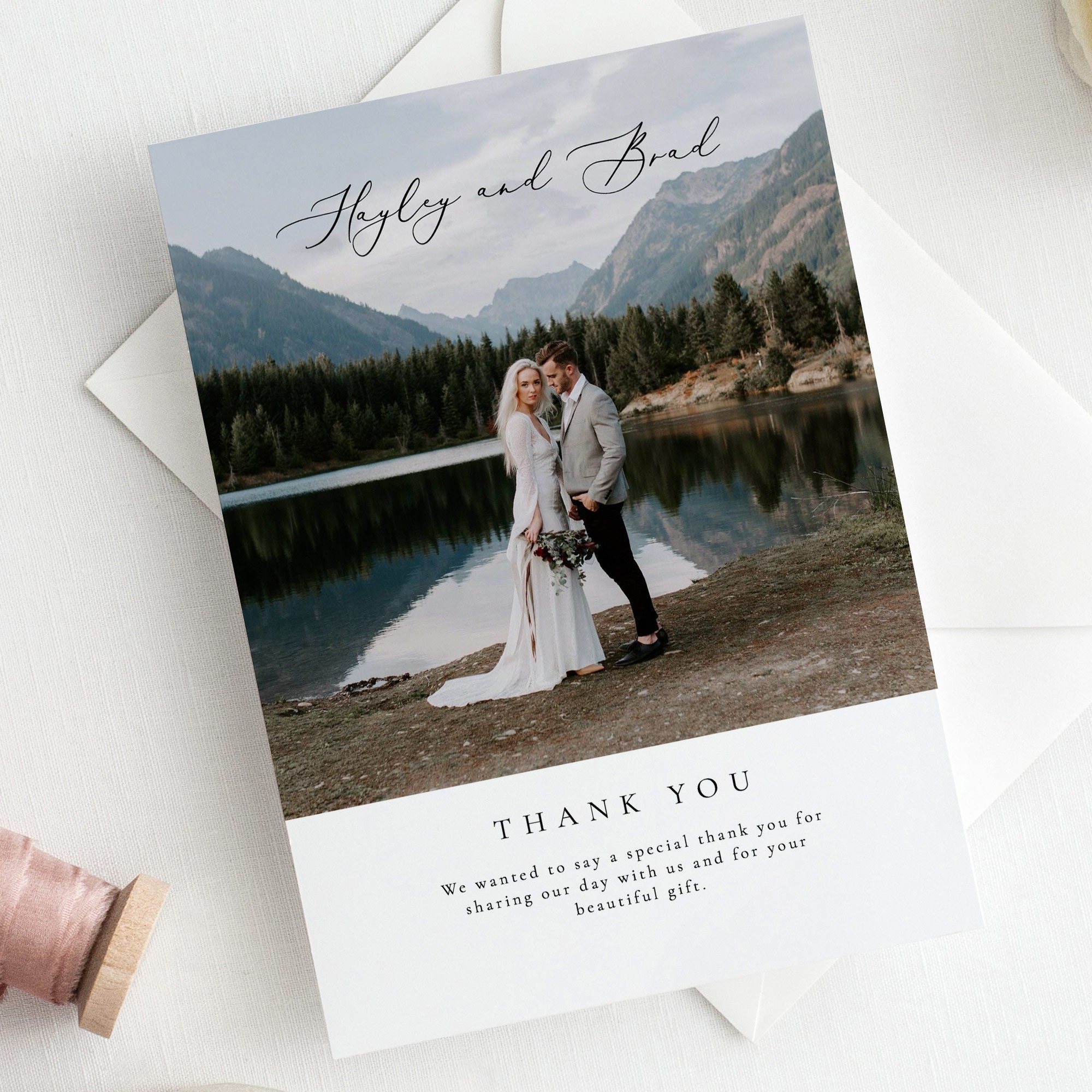 Wedding Thank You Photo Template, Templett, Simple Elegant Thank You ...