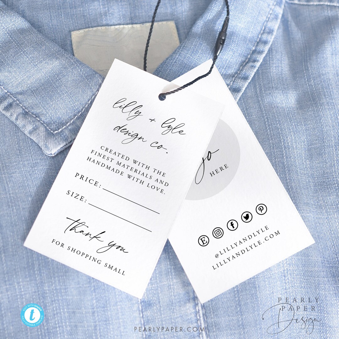 Small Business Price Tag Template, Minimalist Modern Hanging Tag ...
