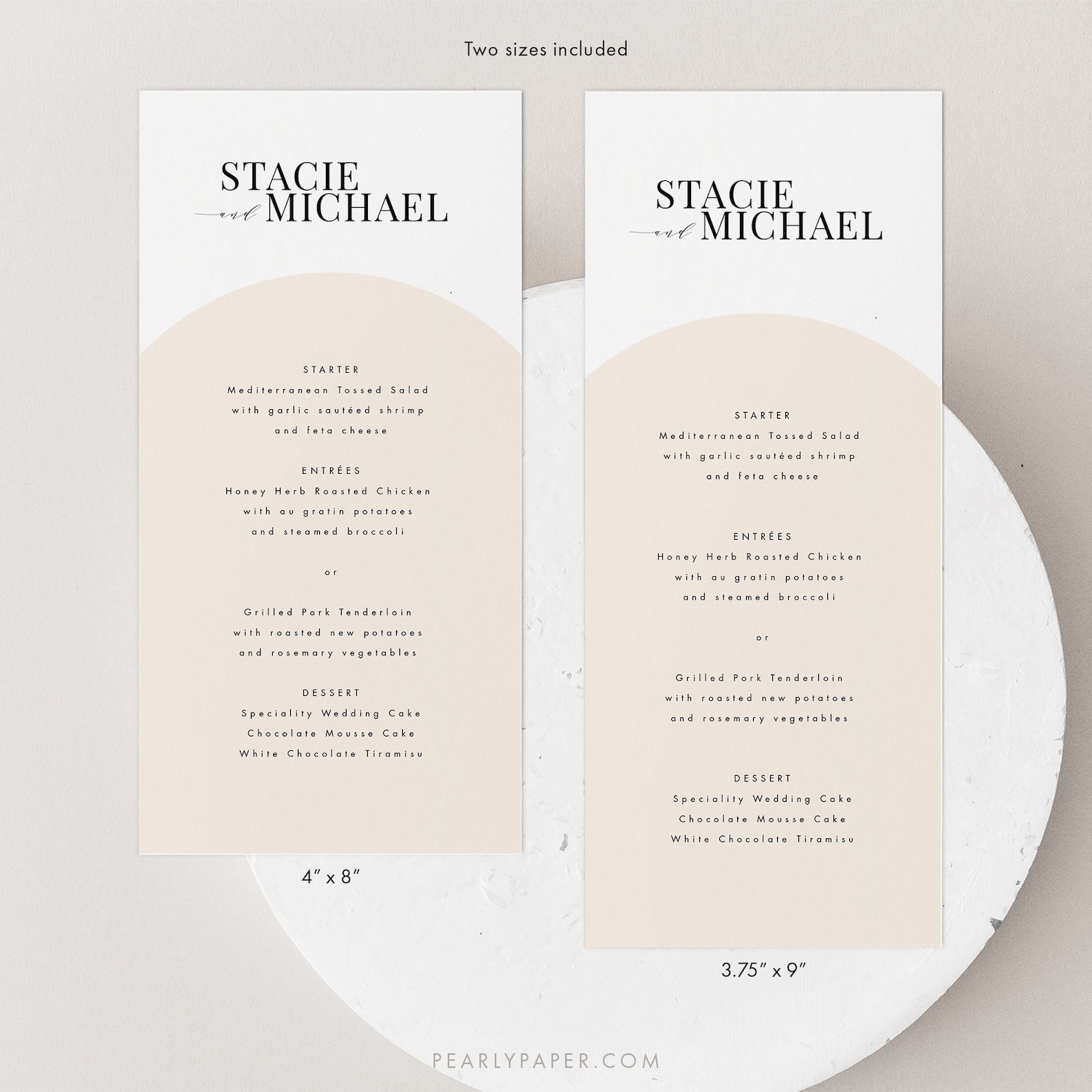 Arched Menu Template Download Printable Wedding Menu Simple - Etsy