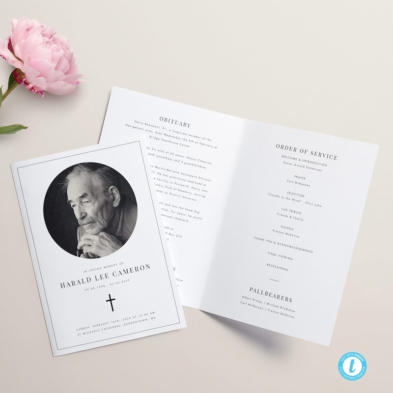 Funeral Booklet for Man - Etsy