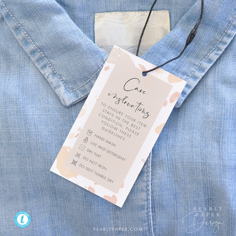Small Business Washing Instructions Tag Template Hanging Tag | Etsy