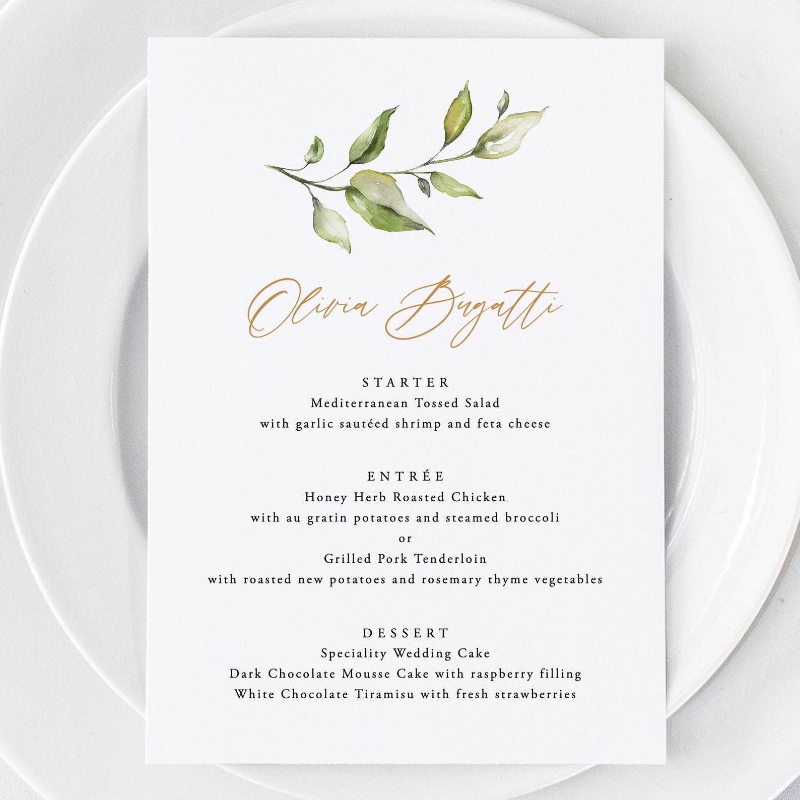 Personalized Wedding Menu Template Download Personalized Menu | Etsy