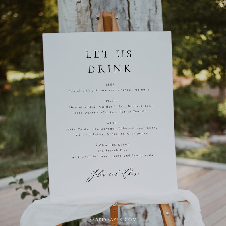 Printable Bar Menu Sign Template Templett Minimalist Modern - Etsy