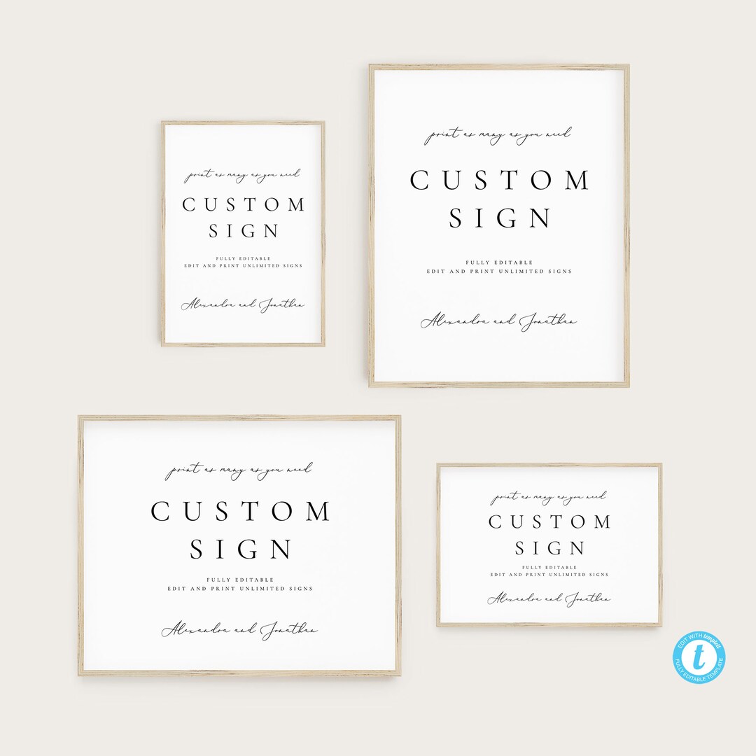 Printable Custom Sign Template Modern Wedding Sign Printable Editable ...