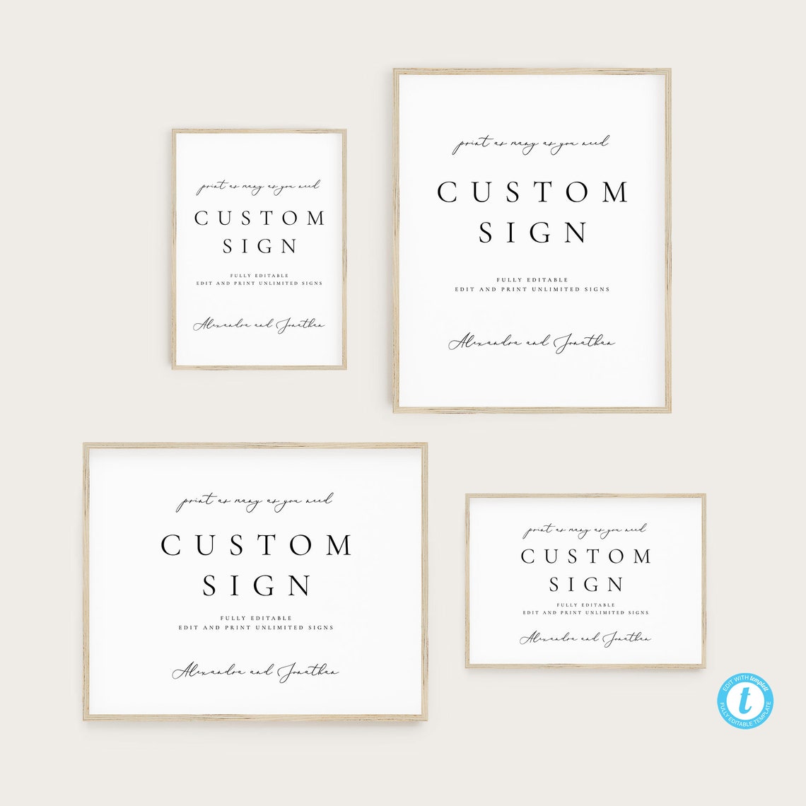 Printable Custom Sign Template Modern Wedding Sign Printable | Etsy Canada