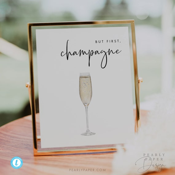 Champagne Sign Template Download Modern Wedding Drinks Sign | Etsy ...