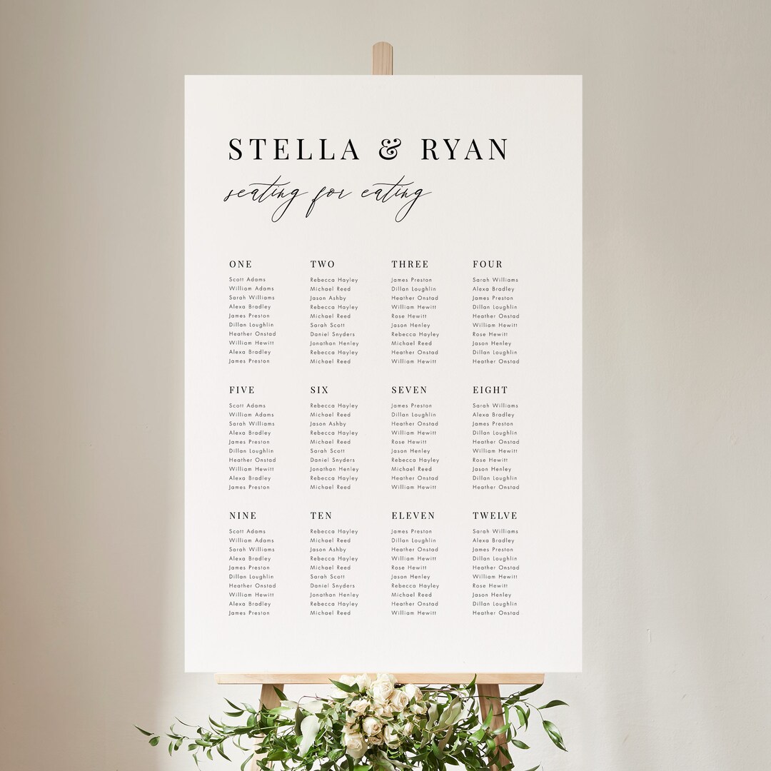 Seating Chart Template Download Minimalist Seating by Table Printable ...