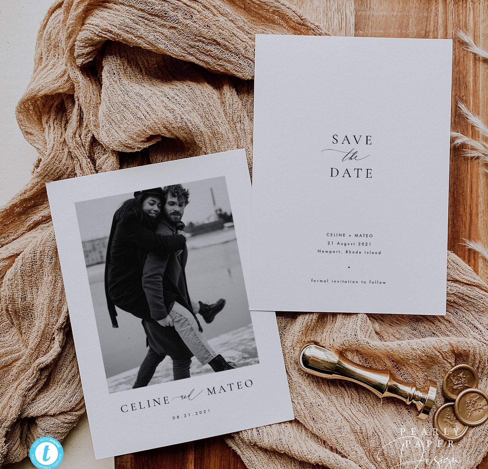 Save the Date Template Download Custom Modern Simple Elegant Save the ...