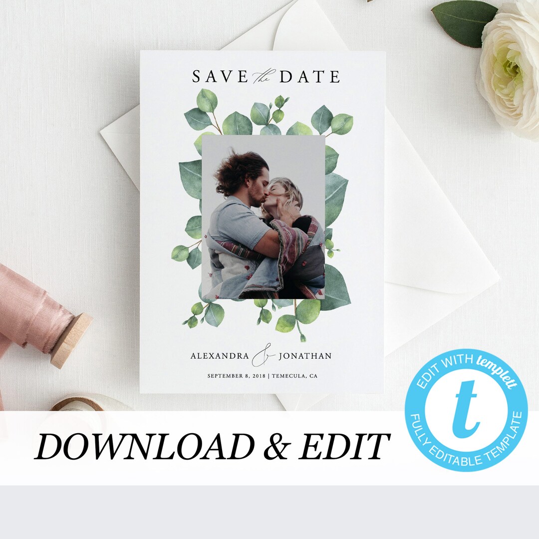 Rustic Save the Date Template Printable Invitation, Photo Save the Date ...