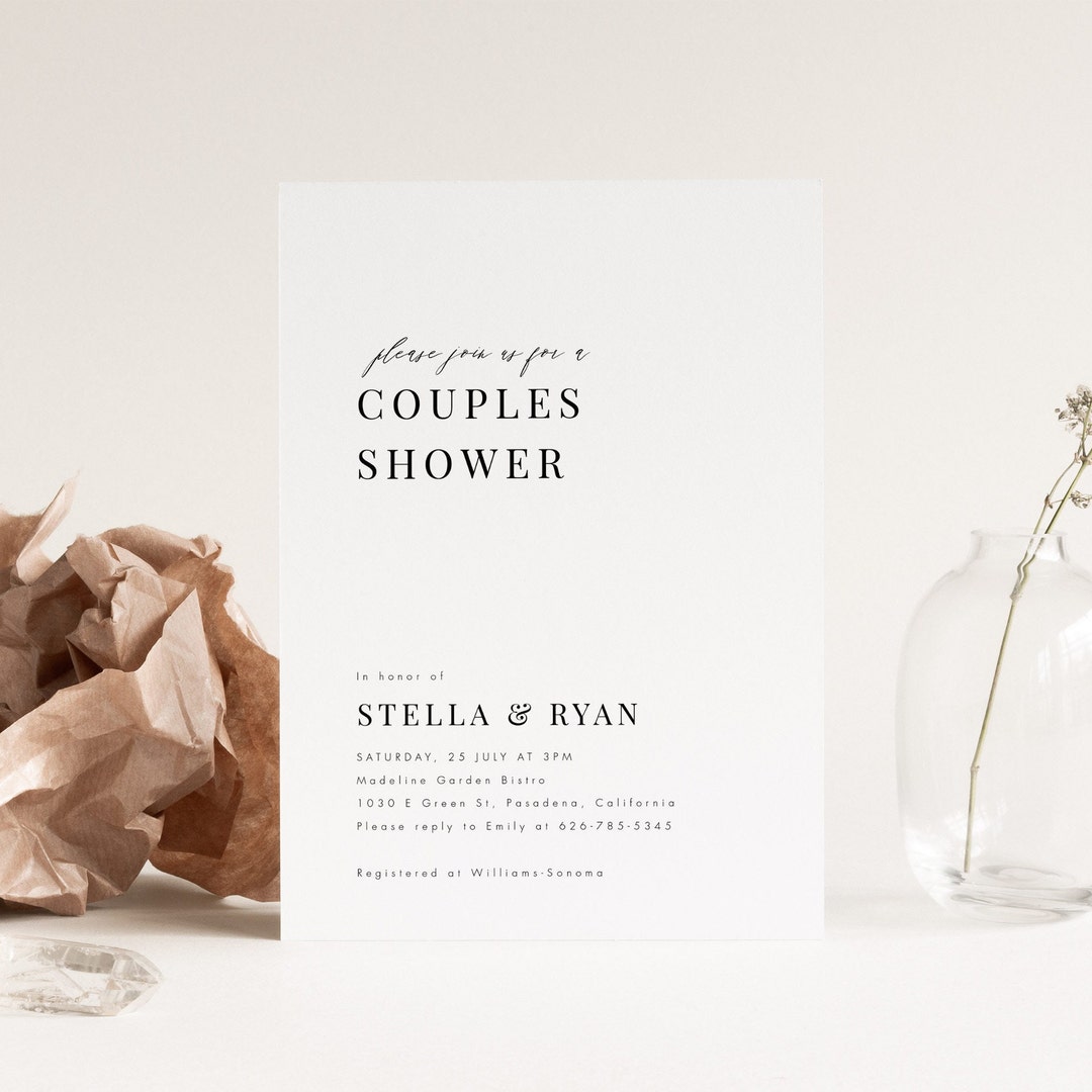 Couples Shower Invitation Template Modern Couples Shower Invite ...