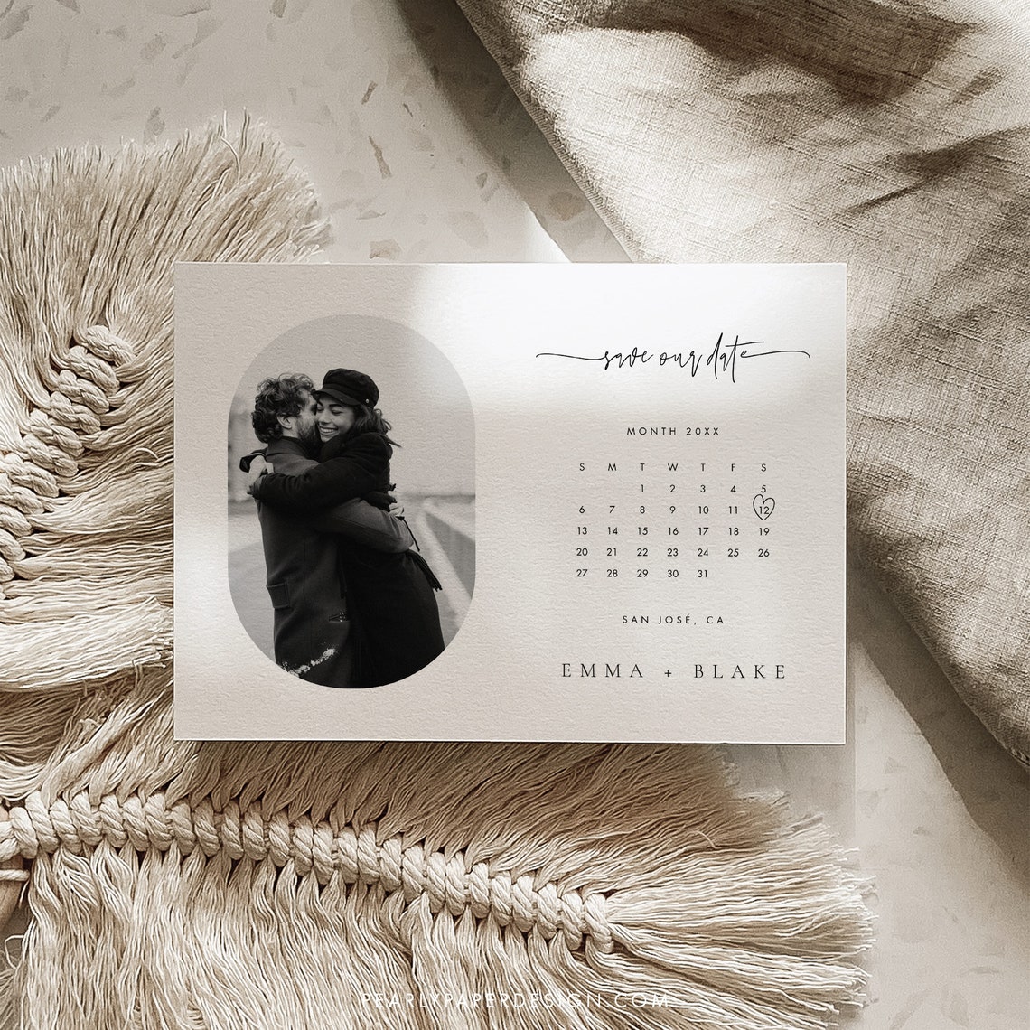 Calendar Save the Date Template, Editable Save the Date, Oval Save the ...