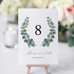 Rustic Table Numbers Template Eucalyptus, Templett, Printable Template ...