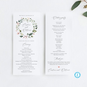 Printable Wedding Ceremony Program Template Floral Program Template ...