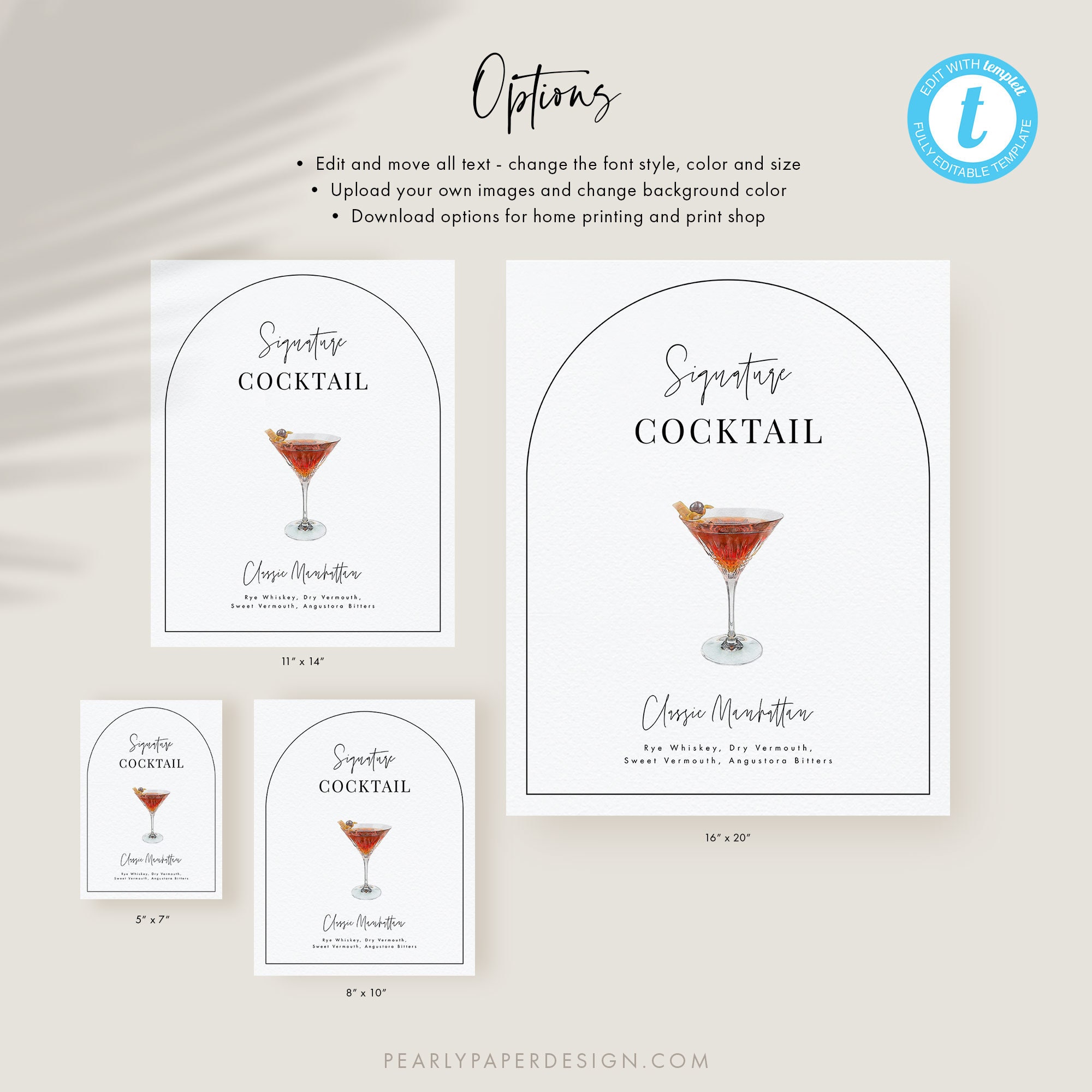 Arch Signature Cocktail Menu Template Signature Cocktails Sign Download ...