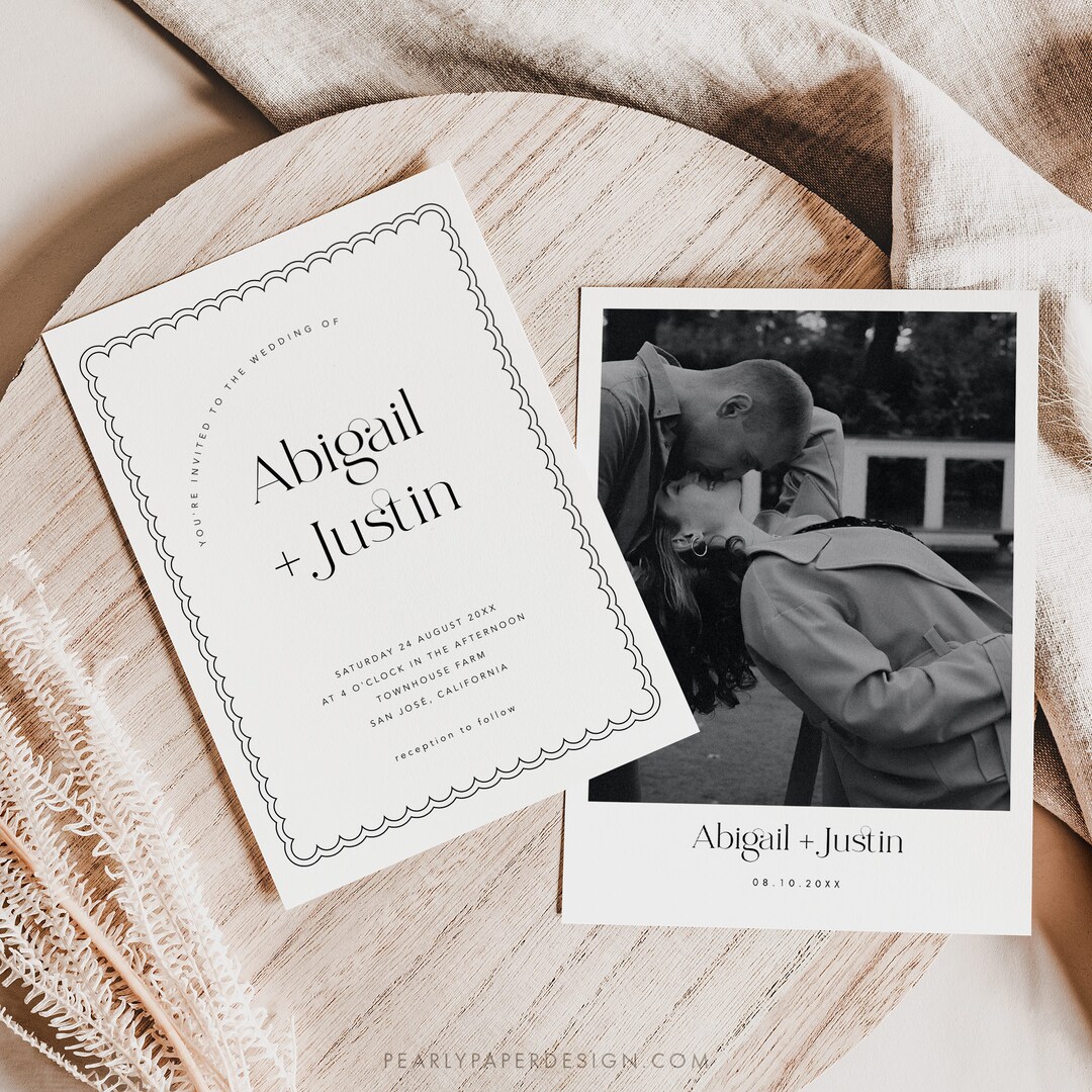 Printable Wedding Invitation Template, Scalloped Wedding Invite ...