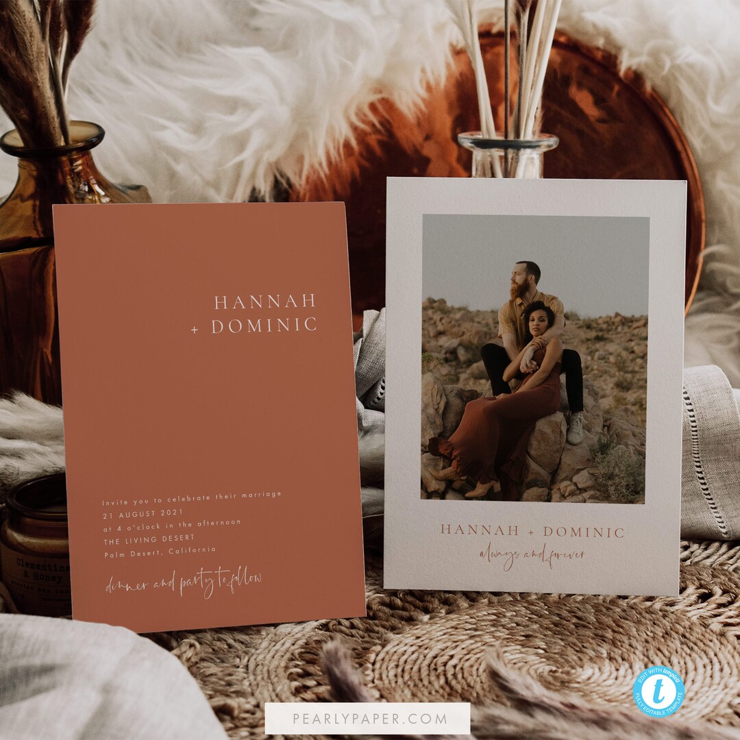 Rust Wedding Invitation Template Digital Download Terracotta Wedding ...