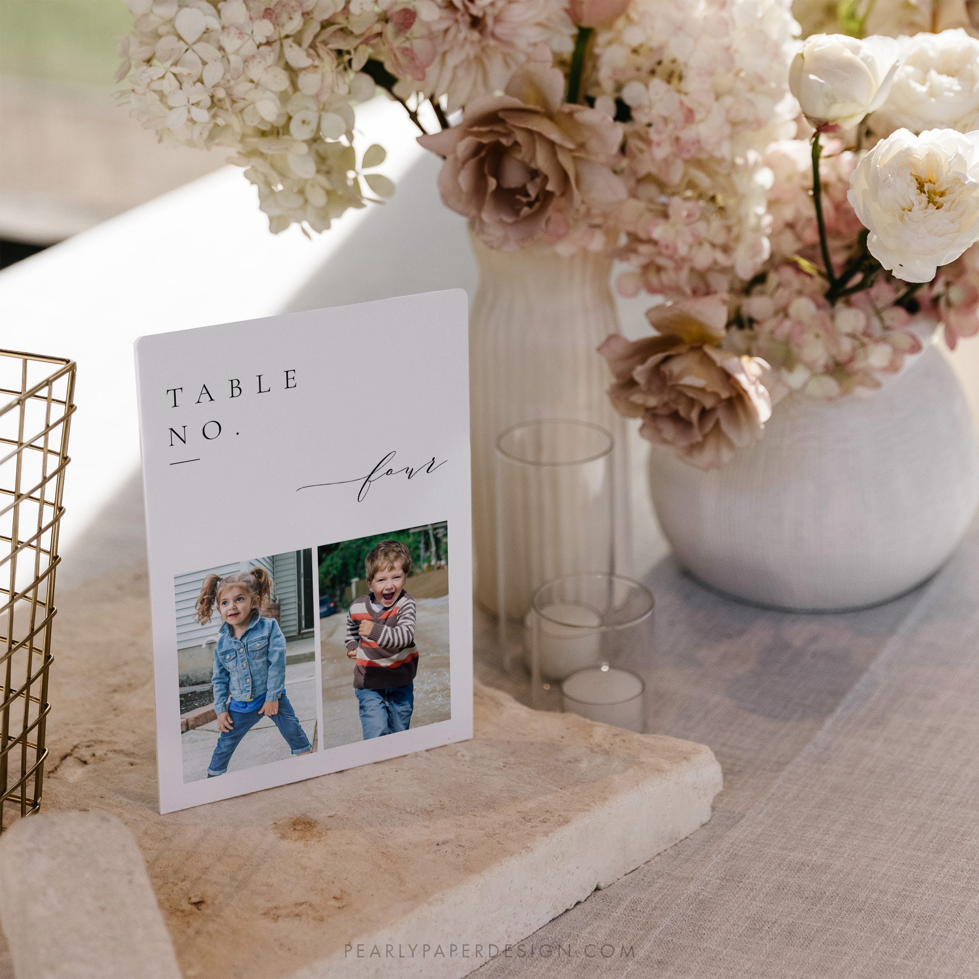 Photo Table Number Template, Baby Photo Table Card, Minimalist Table ...