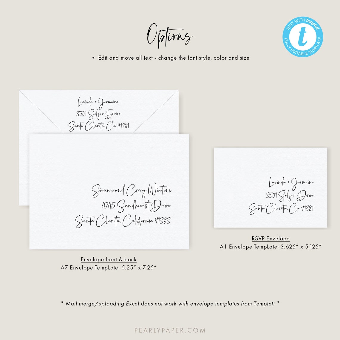 Envelope Addressing Template With Handwritten Font Modern - Etsy