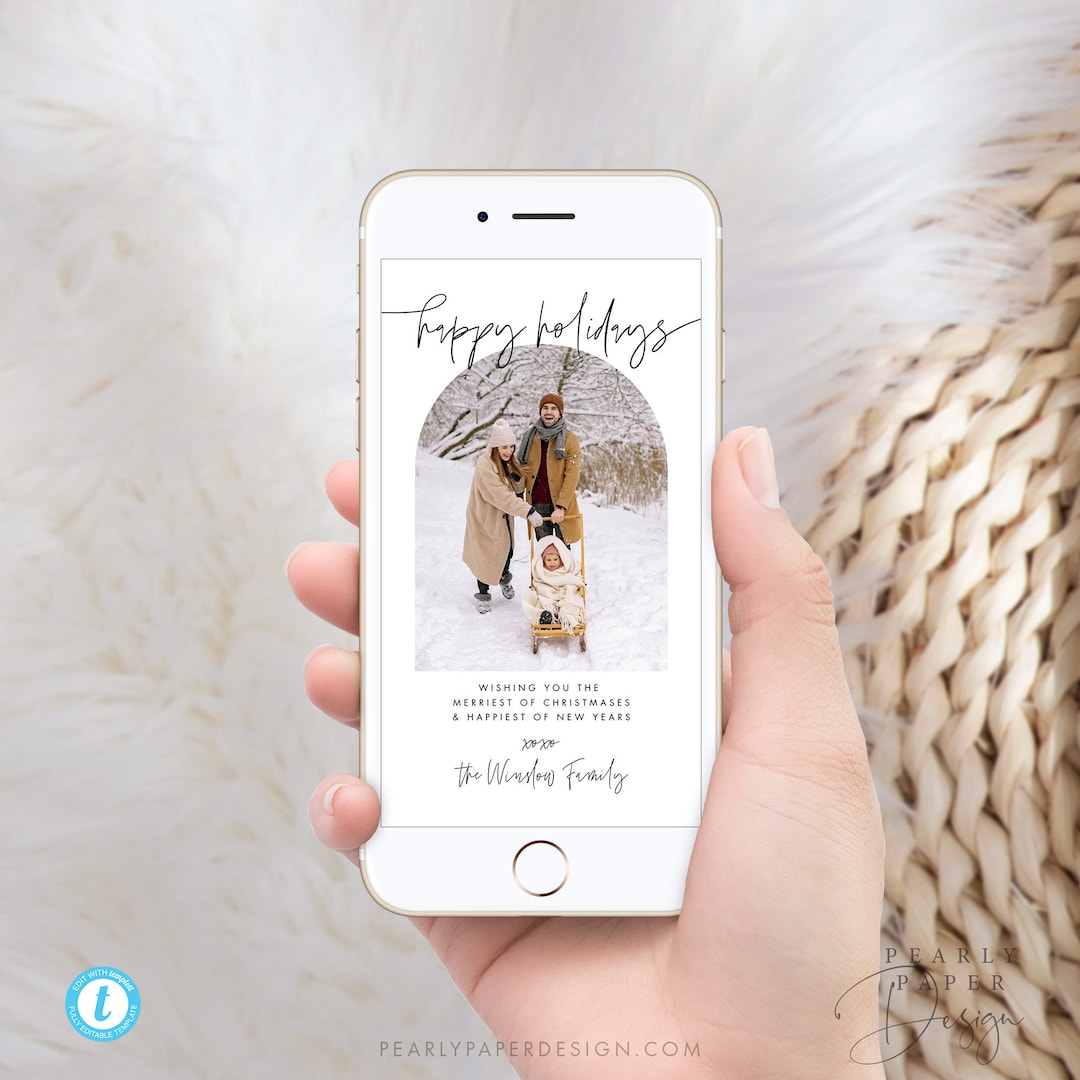 Arch Digital Photo Christmas Card Template, Electronic Christmas Evite ...