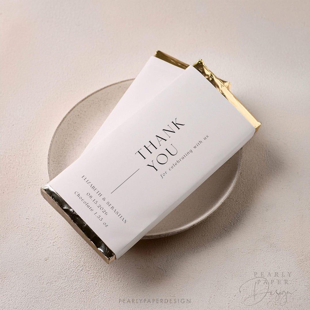 Thank You Chocolate Bar Wrapper Template, Wedding Favor Chocolate ...