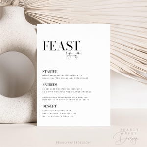 Dinner Menu Sign Template, Minimalist Buffet Menu Sign, Wedding Menu ...