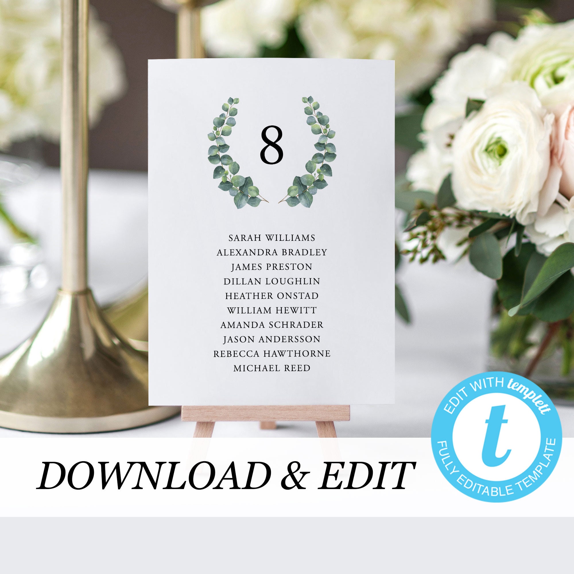 Wedding Table Number Seating Chart Cards Template Table Cards | Etsy