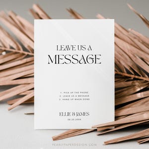 Phone Message Guest Book Sign, Audio Guestbook Sign Template, Modern ...