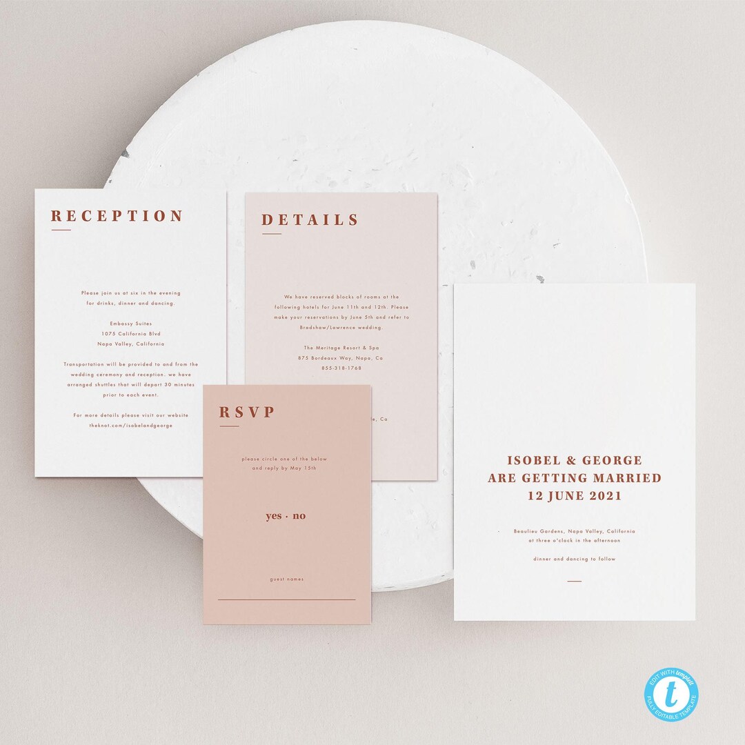Desert Chic Wedding Invitation Suite Template Download Earthy ...