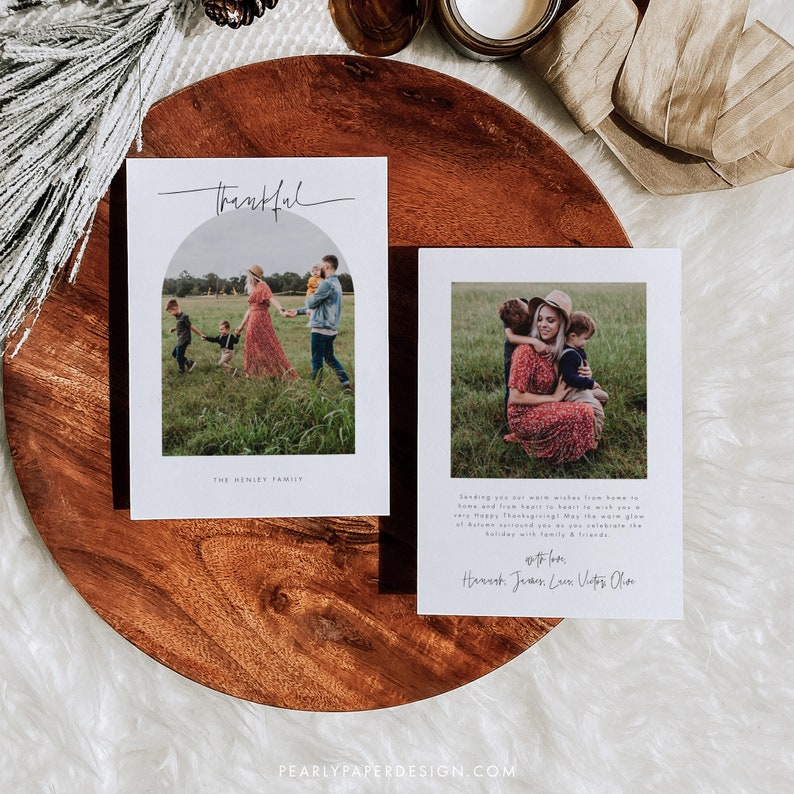 Thanksgiving Photo Card Template, Thankful Card With Photo, Arch Photo ...