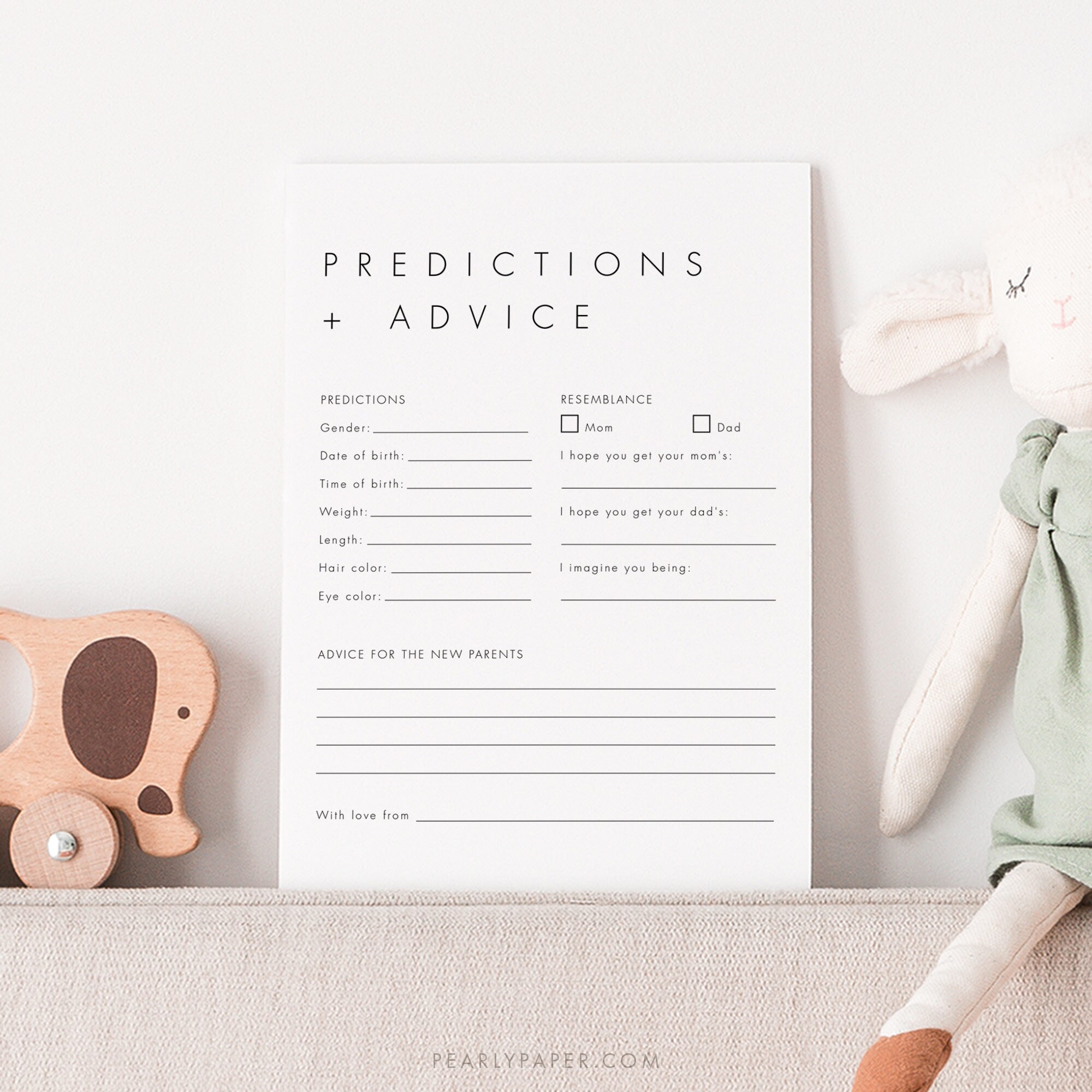 Printable Baby Predictions Card Template Simple Baby Shower - Etsy