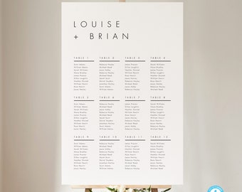 Modern Minimalist Wedding Seating Chart Template Editable - Etsy