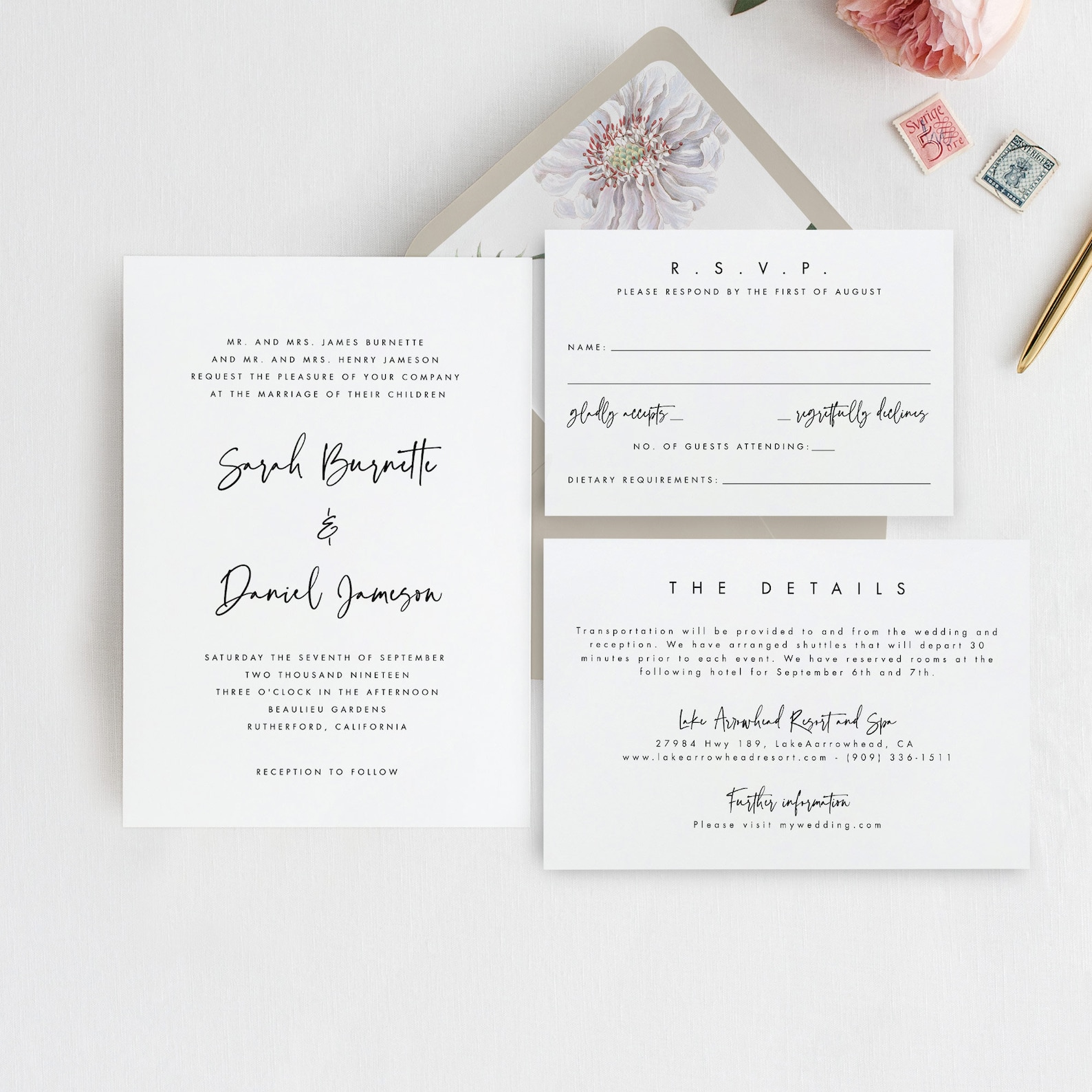 Wedding Invitation Template Modern Wedding Invite Script | Etsy