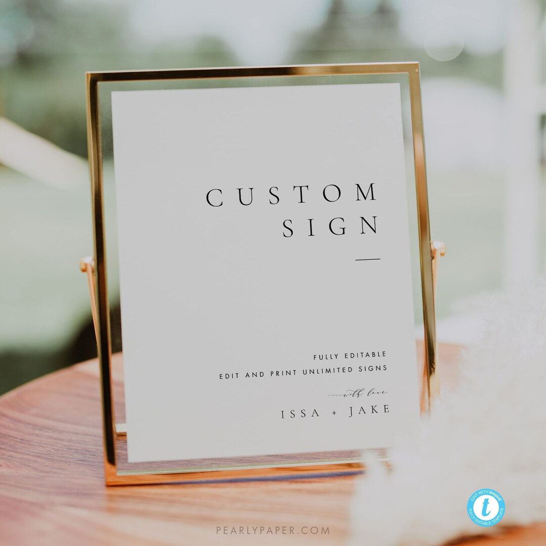 Printable Custom Sign Template Modern Wedding Sign Printable Editable ...