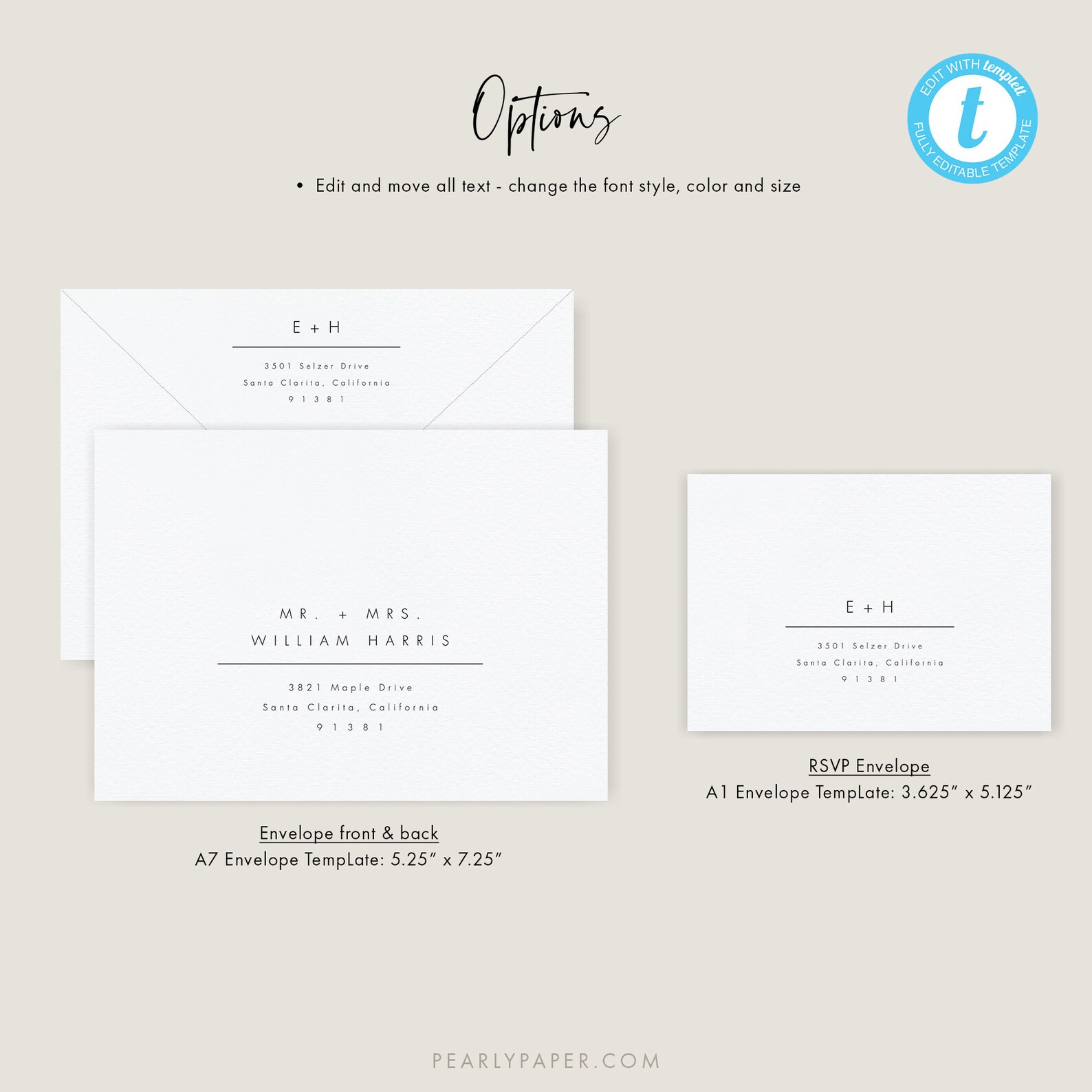 Minimalist Envelope Template Download Modern Address Label - Etsy