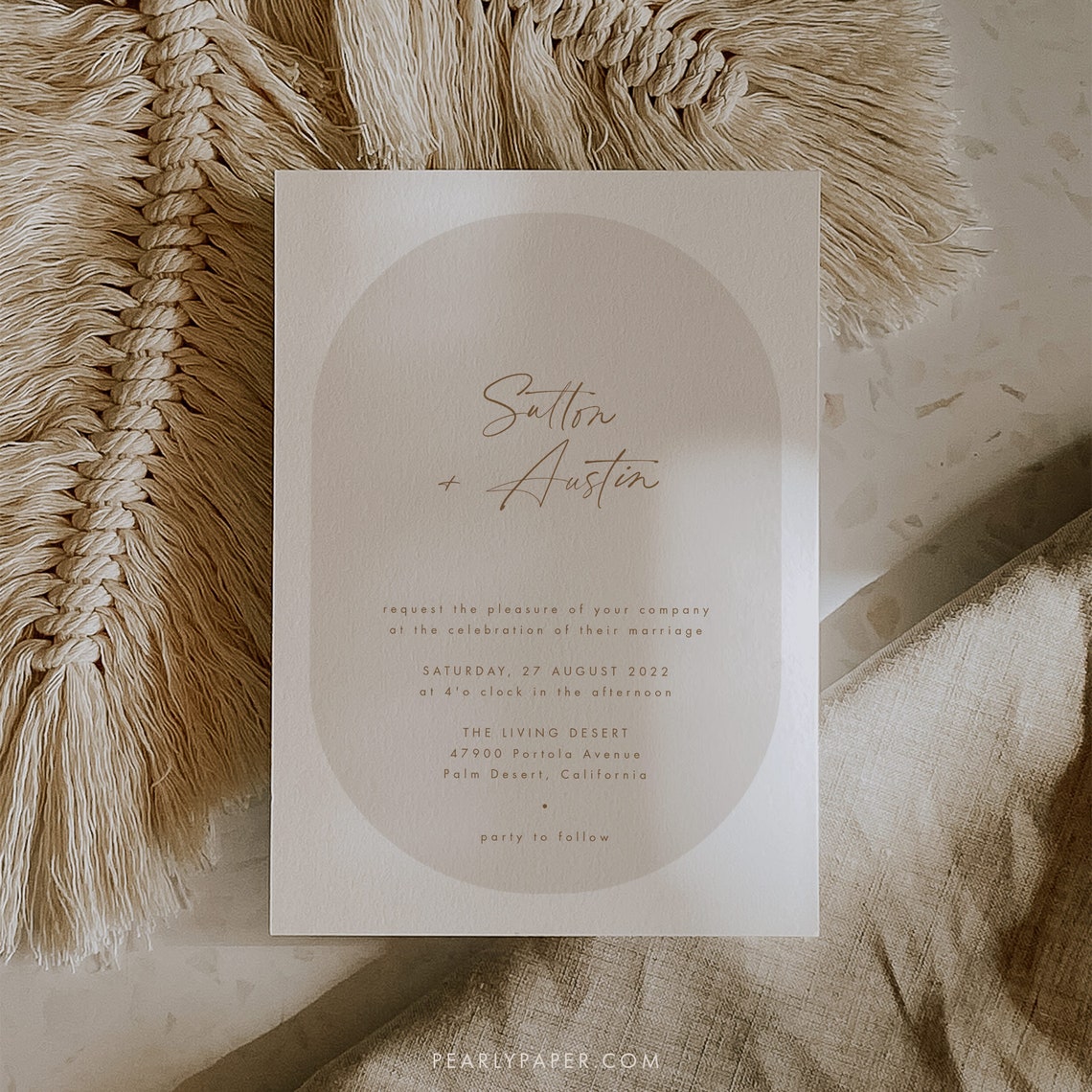 Beige Wedding Invitation Template Digital Download Oval Wedding Invite ...