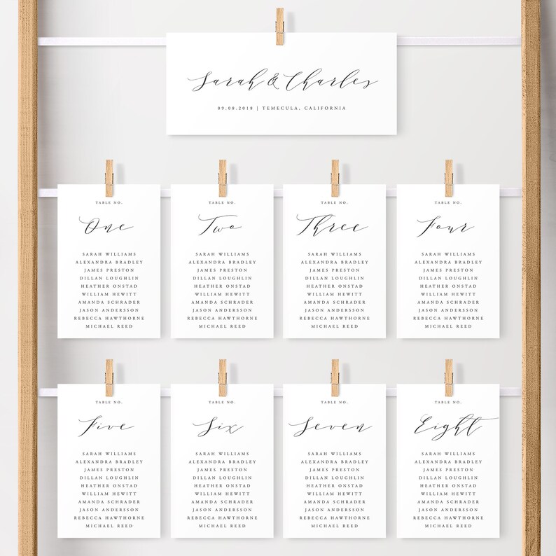 Hanging Seating Chart Template Seating Cards Wedding Seating - Etsy