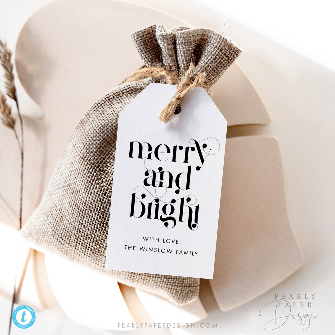 Merry and Bright Gift Tag Download, Christmas Gift Tags Template ...