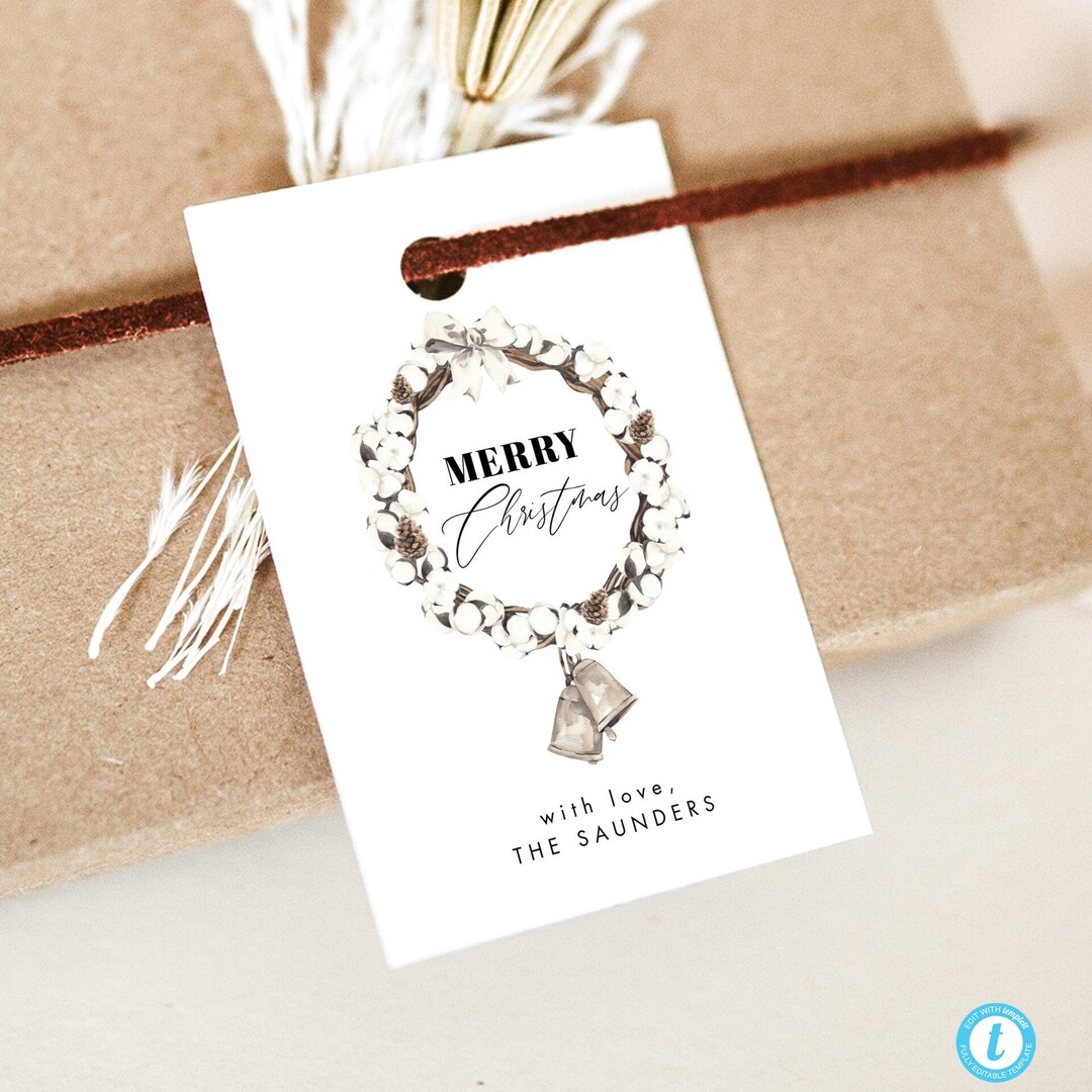 Printable Christmas Tag Template, Happy Holidays Tag Templett, Merry ...