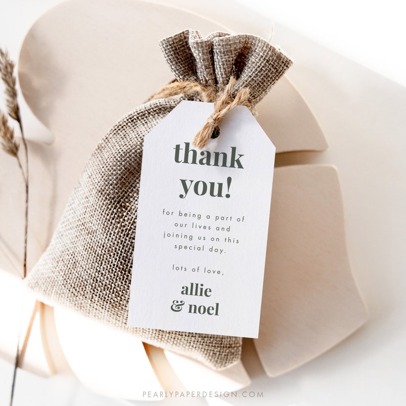 Green Wedding Tag Template Download Simple Minimalist Modern Tag ...