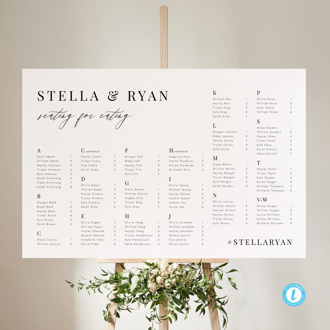 Alphabetical Seating Chart Template Download Minimalist Seating ...