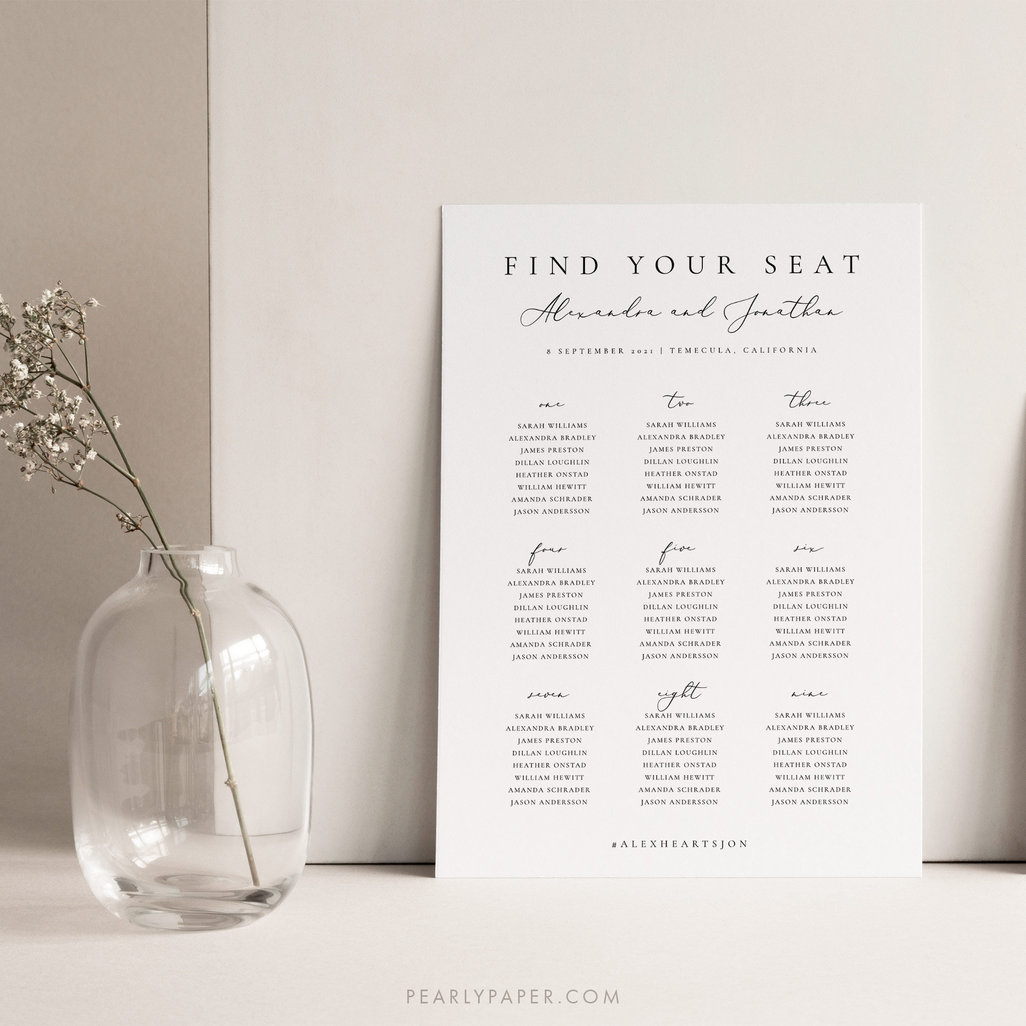 Small Wedding Seating Chart Template Minimalist Seating Plan - Etsy