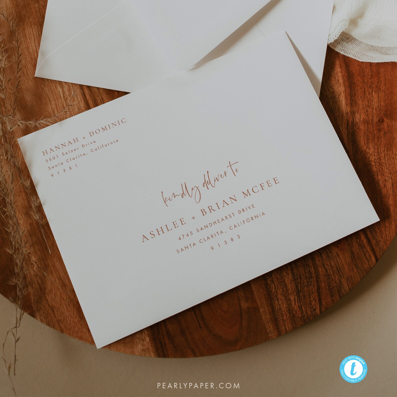 Envelope Addressing Template Terracotta Wedding Envelope - Etsy